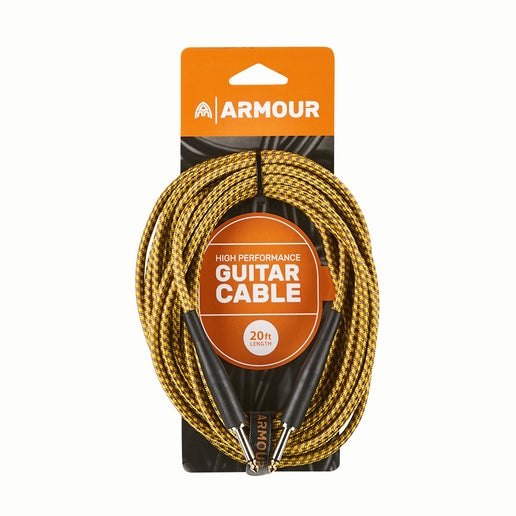 Armour GW20G 20Ft Deluxe Woven Rope Guitar Instrument Cable, Gold ...