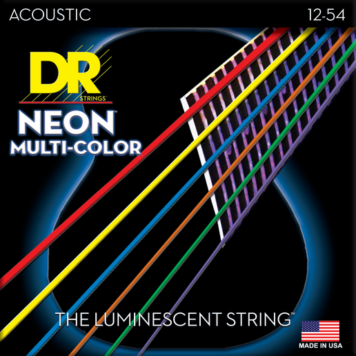 DR Strings NMCA-12 Hi-Def Neon Multi-Color K3 Coated Acoustic Guitar ...