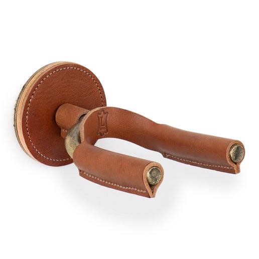 Levy's Leathers Forged Steel Guitar Hanger - Brass Metal with Tan ...