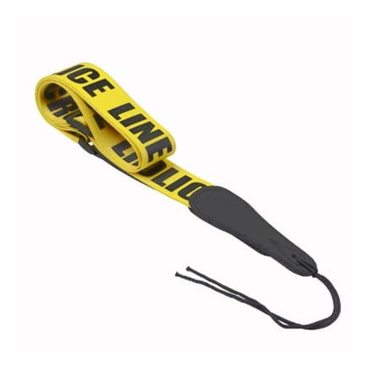 LM LMPOLICE Guitar Strap Leather Police Line Design 2-inch Wide Yellow ...